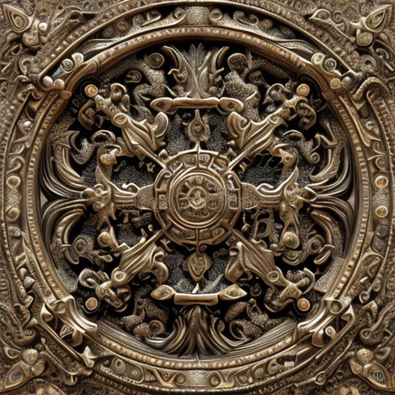 Art Deco Artwork in Bronze, Circle Shape, Rich Decorated Ai Generated ...