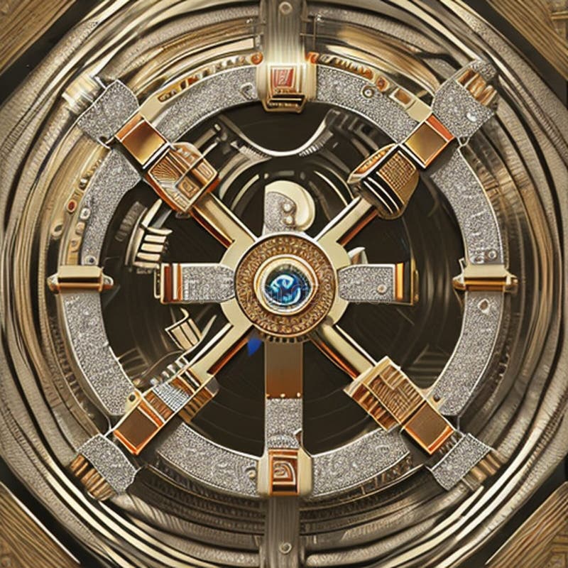 Art Deco Artwork in Circle Shape with a Blue Gem Ai Generated ...