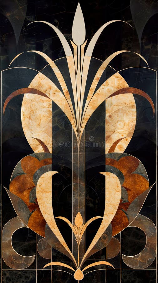 Art Deco Background Featuring Elegant Floral Motifs and Intricate ...