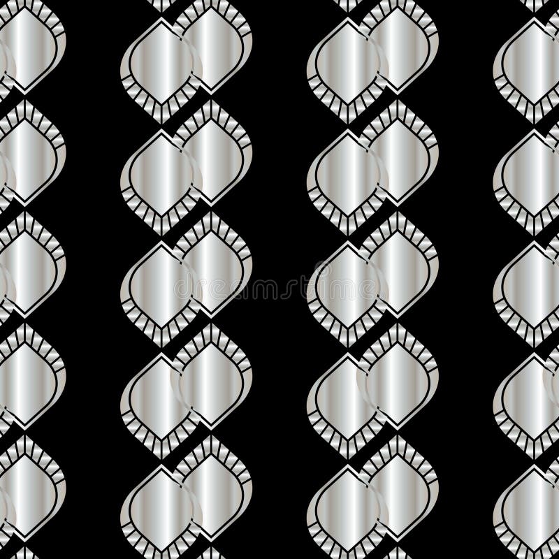 Art Deco Black Silver Pattern Design Stock Illustration - Illustration ...