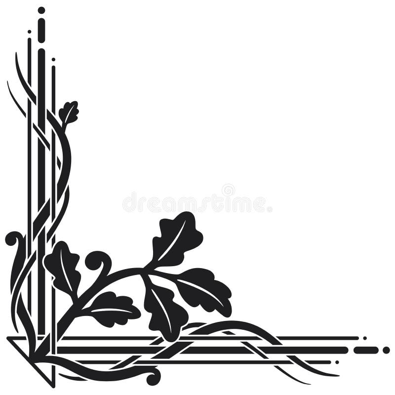 Art Deco Bottom Corner with an Oak Branch Stock Vector - Illustration ...