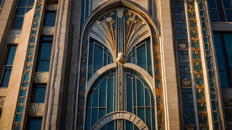 Art Deco Building Icon with Bold Geometric Patterns and Elegant ...