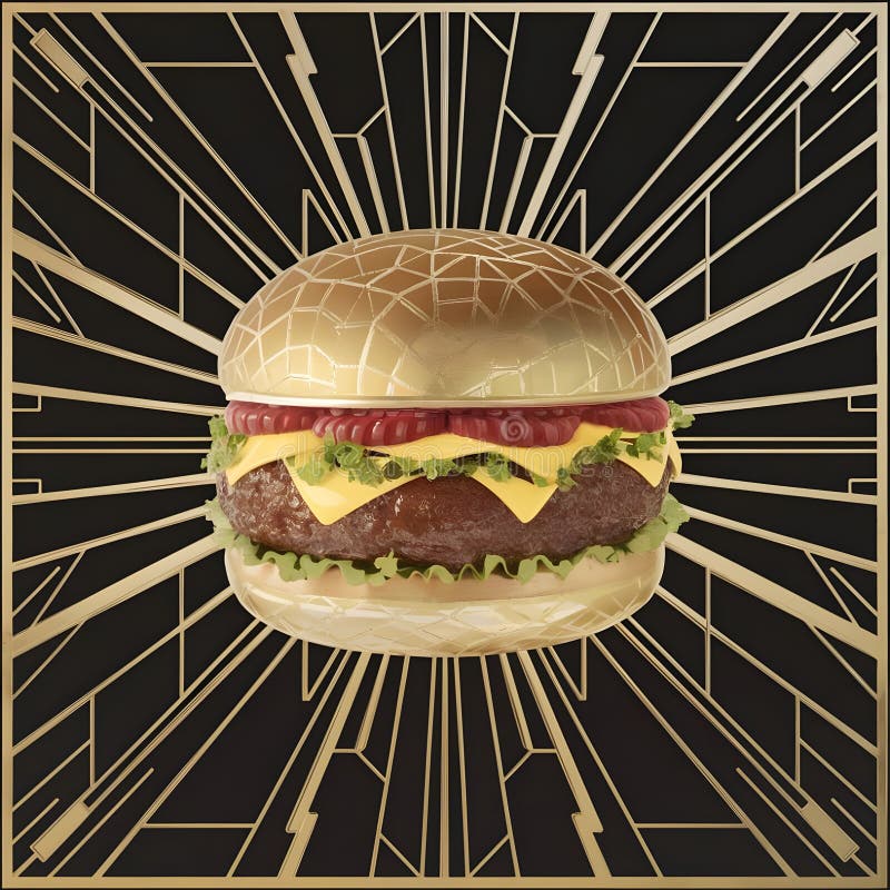 Art Deco Burger stock illustration. Illustration of brunch - 339087268