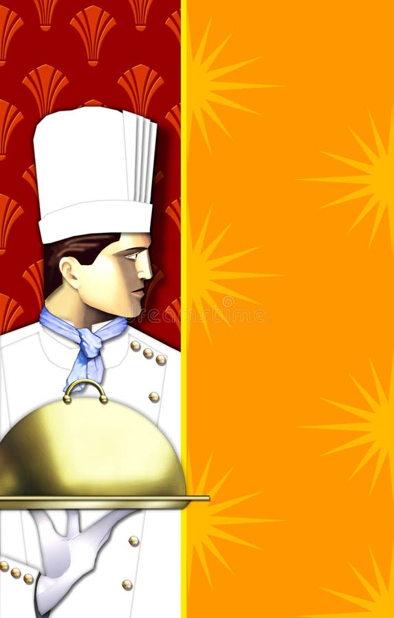 Art Deco Chef W/covered Dish Stock Illustration - Illustration of face ...