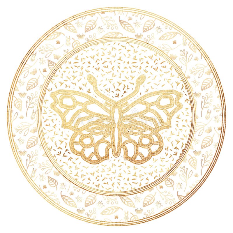 Art Deco Circle, Round Border, Frame Golden Illustration Stock ...