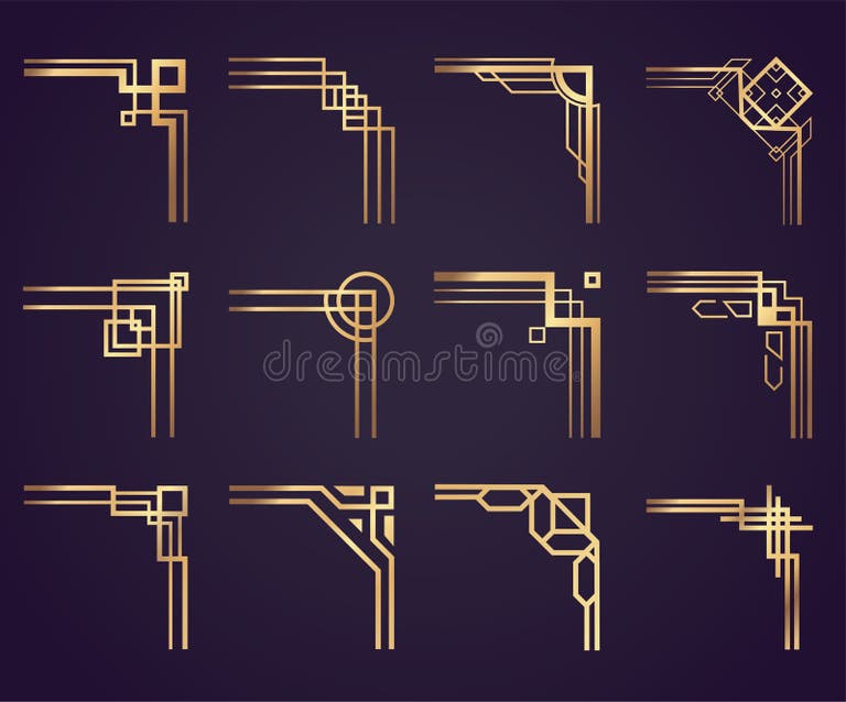 Art Deco Corner Set.Creative Template in Style of 1920s for Borders and ...