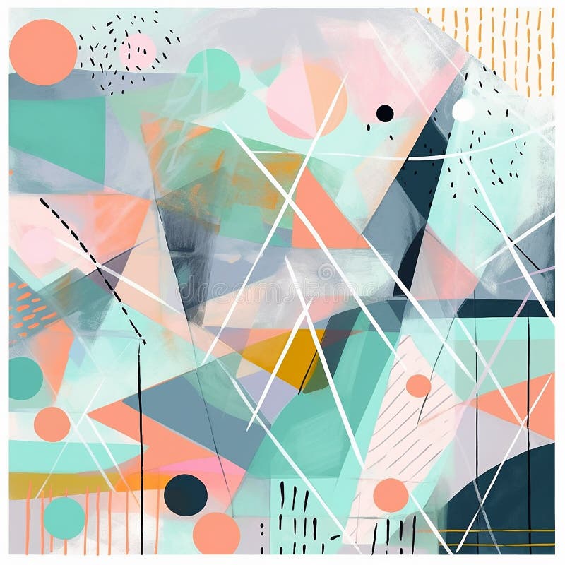 Art Deco Design with Various Shapes and Colors. Created Using Ai ...