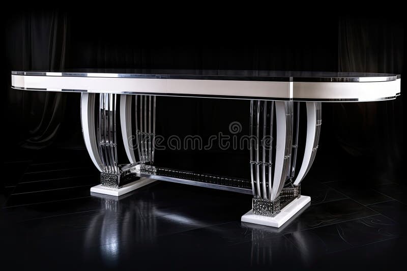 Art Deco Dining Table with Crystal and Silver Setting Stock ...