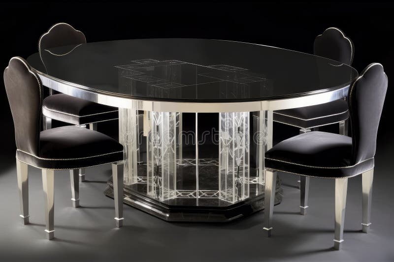 Art Deco Dining Table with Crystal and Silver Setting Stock ...