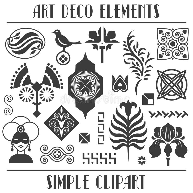 Art Deco Elements Set Simple Clipart Vector Isolated Stock Vector ...