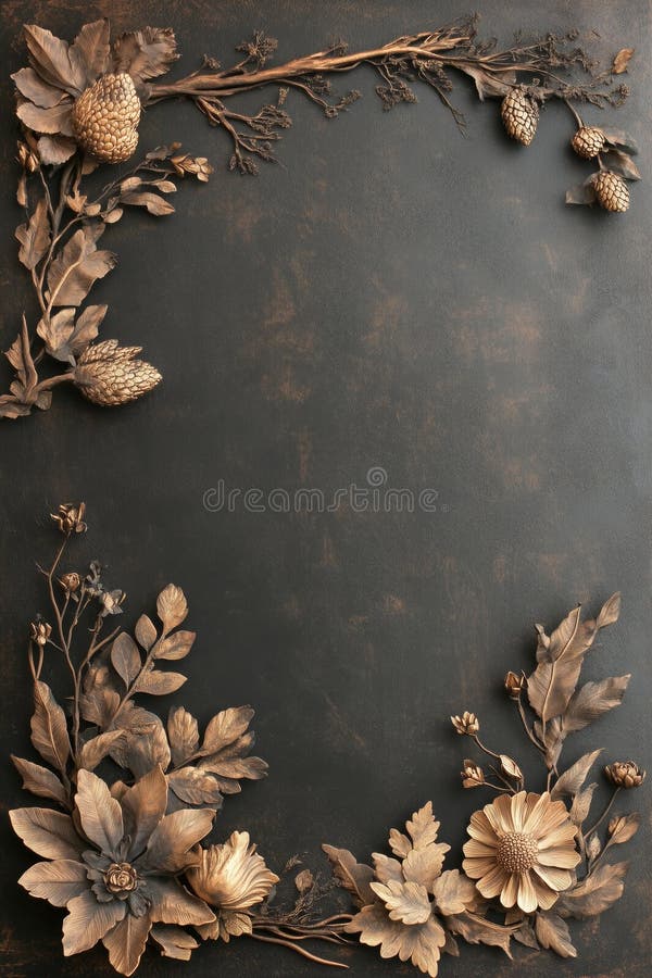 Art Deco Floral Border Design for Elegant Black Paper Decor Stock ...
