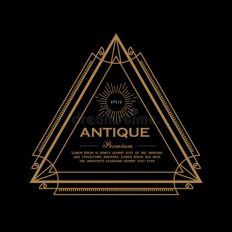 Set of Vintage Linear Thin Line Art Deco Retro Design Geometric Shape ...