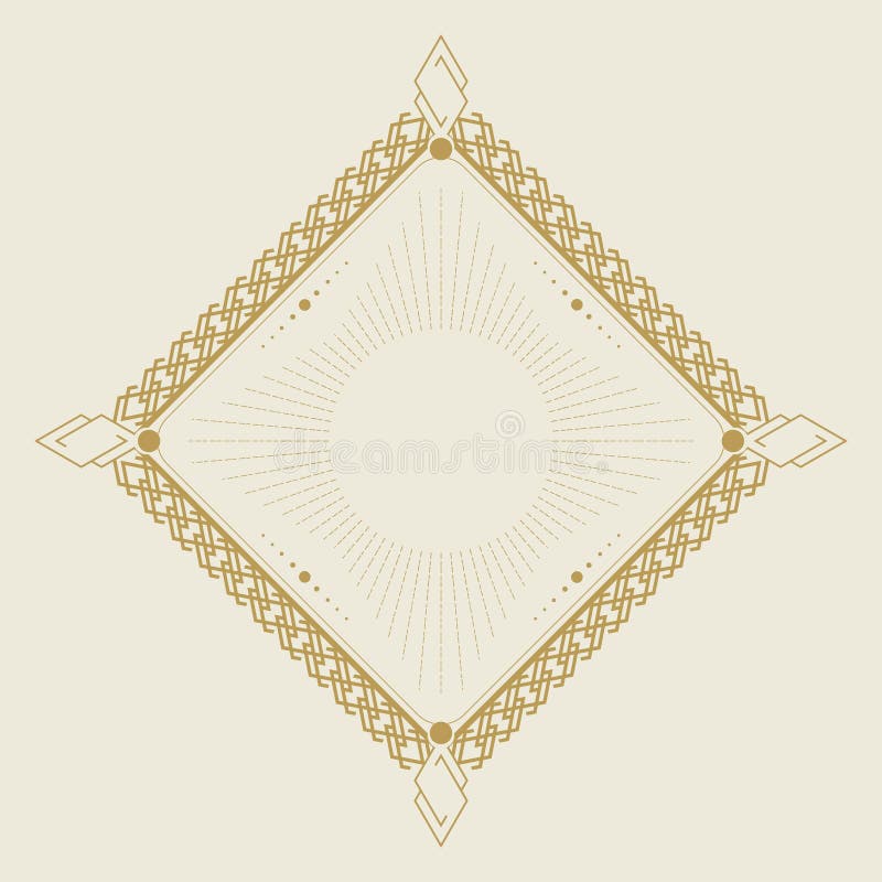 Art Deco Frame in Rhombus Shape on Light Background. Vintage Retro Art ...