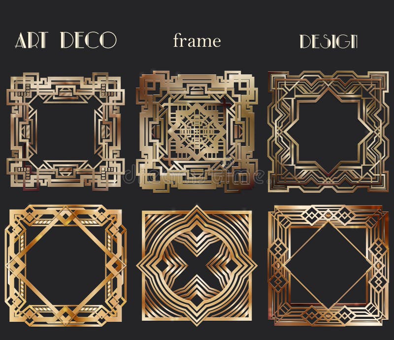 Art Deco Frame Template for Wedding Invitation Card. Set Designs Stock ...