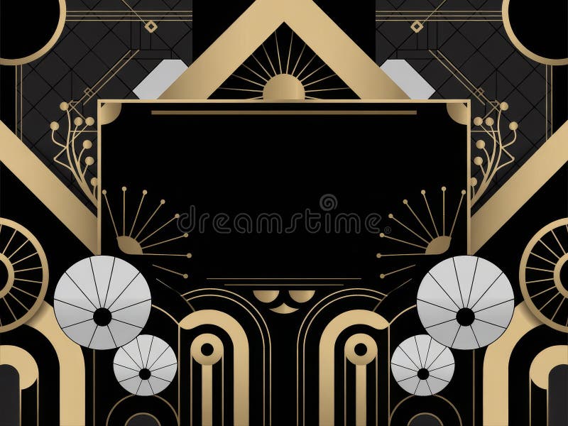 Art Deco Geometric Design with Gold and Black Elements Illustrating ...