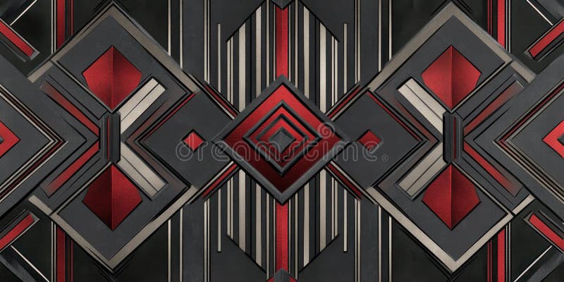 Art Deco Geometric Pattern with Red and Black Abstract Diamond Shapes ...