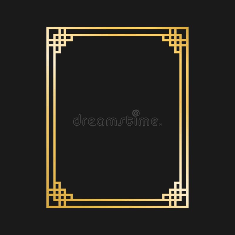 Art Deco Gold Borders and Frames. Pattern in the Style of the 1920s for ...