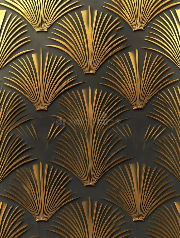Art Deco Gold Fan Pattern Texture Stock Illustration - Illustration of ...
