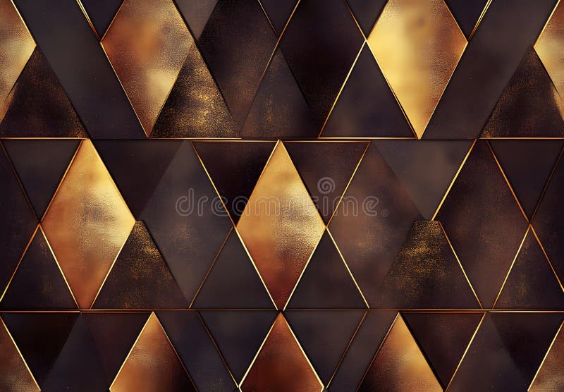 Art Deco Gold Foil & Dark Brown Triangle Pattern Stock Illustration ...