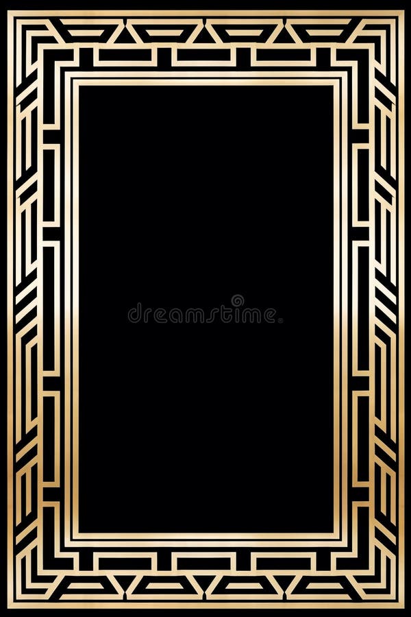 Art Deco Gold Frame on Dark Green Background Stock Photo - Image of ...