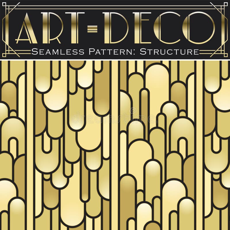 Art-Deco Gold Seamless Pattern, Structure Stock Vector - Illustration ...