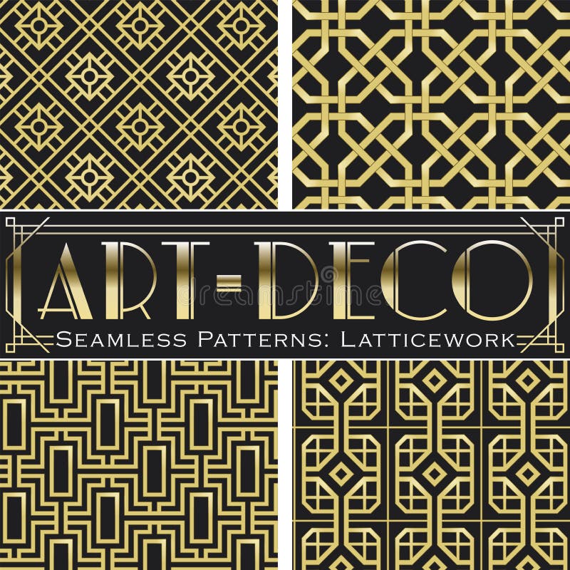 Art-Deco Gold Seamless Patterns, Latticework Stock Vector ...