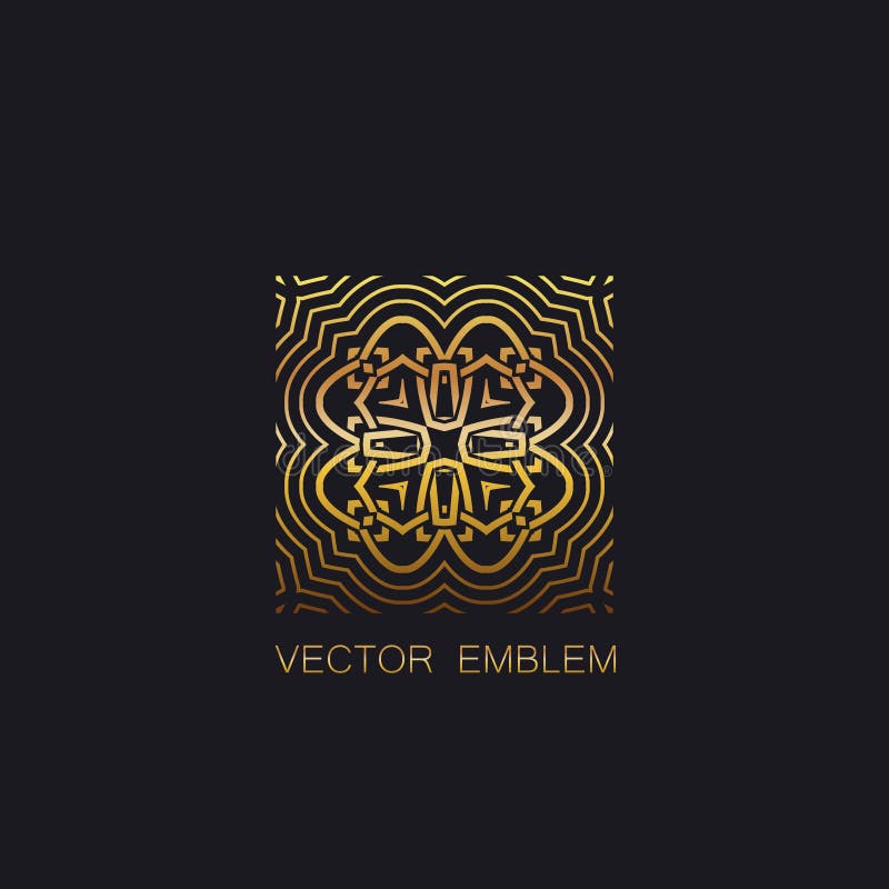 Art-deco golden emblem stock vector. Illustration of graphic - 72015450