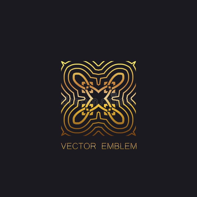 Art-deco golden emblem stock vector. Illustration of element - 72015599