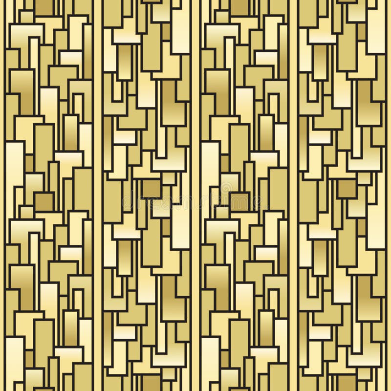 Art-Deco Golden Pattern, Rectangular Structure Stock Illustration ...