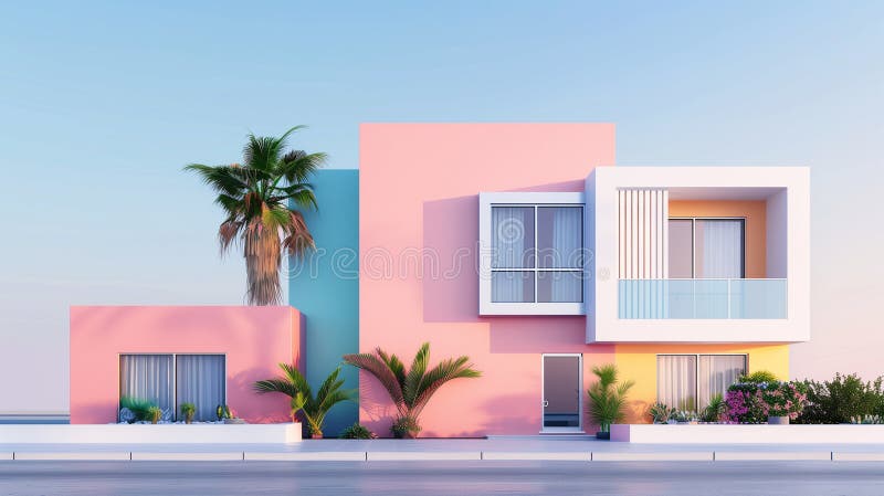 Art Deco House Featuring Bold Colors and Stylized Floral Patterns, with ...