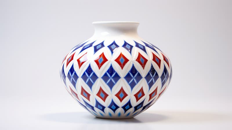 Art Deco Inspired Blue and White Vase with Geometric Patterns Stock ...
