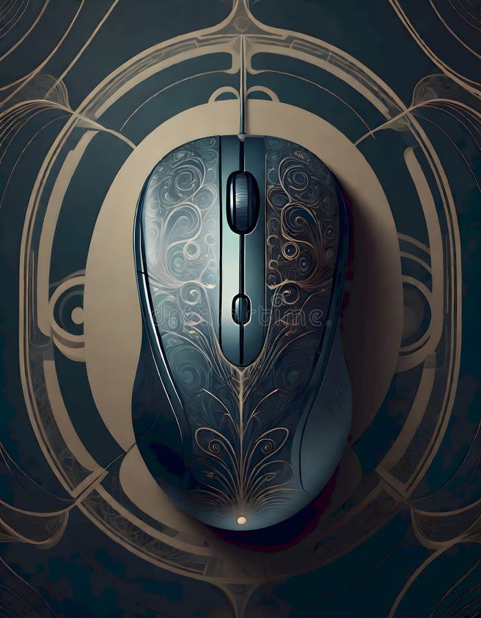 Art Deco Inspired Design of a Computer Mouse with Intricate Golden ...