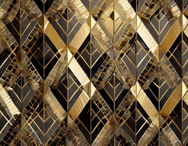 Art Deco Inspired Geometric Pattern with Gold and Black Hues Stock ...
