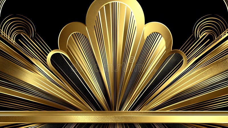 Art Deco Inspired Golden Fan Design Stock Illustration - Illustration ...