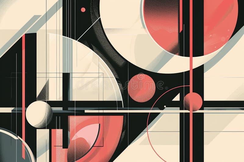 Art Deco Inspired Graphic Elements Arranged in a Dynamic Composition ...