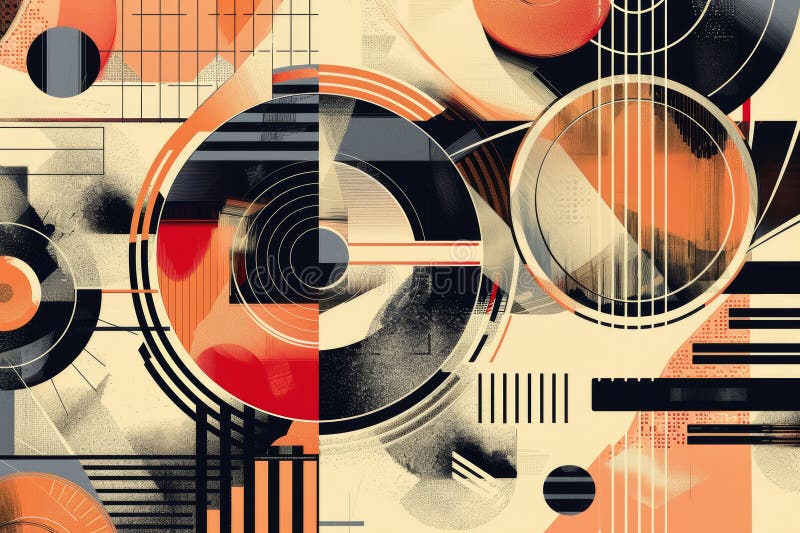 Art Deco Inspired Graphic Elements Arranged in a Dynamic Composition ...