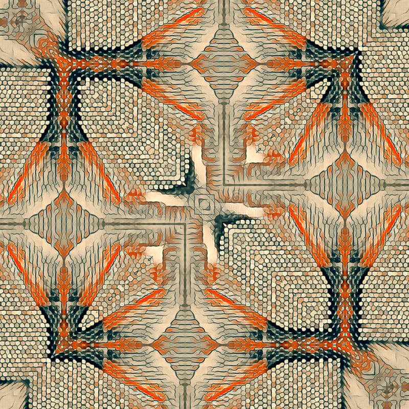 Art Deco Intricate Design in Grey and Orange Stock Image - Image of ...