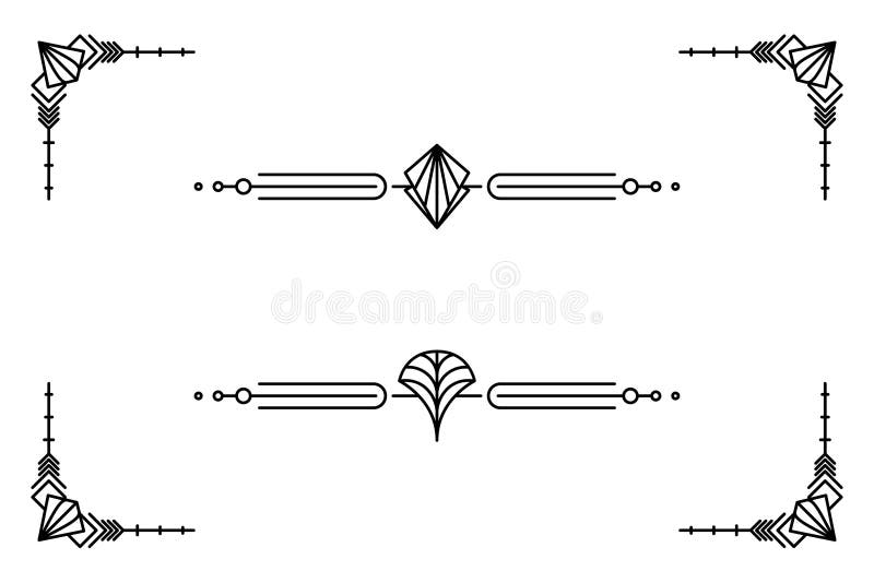 Art Deco Line Border. Decorative Lines Borders and Geometric Label ...
