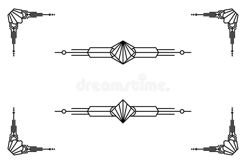 Art Deco Line Border. Decorative Lines Borders and Geometric Label ...