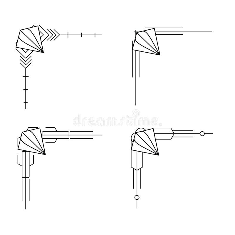 Art Deco Line Border. Decorative Lines Borders and Geometric Label ...
