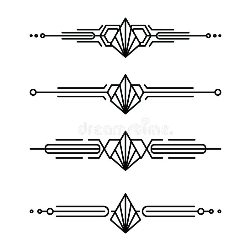 Art Deco Line Border. Decorative Lines Borders and Geometric Label ...