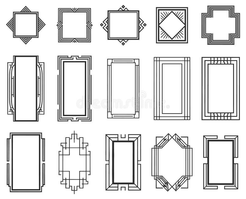 Art Deco Linear Frames. Ornate Simple Line Artdeco Borders Isolated on ...