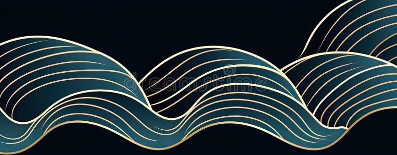 Art Deco Luxury Waves Pattern Stock Illustration - Illustration of ...
