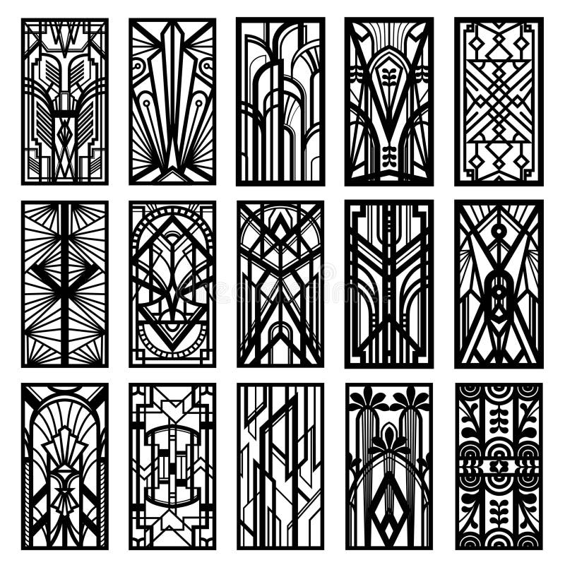 Art Deco Roaring Twenties, Gatsby S Style Set of Black Panels Vector ...