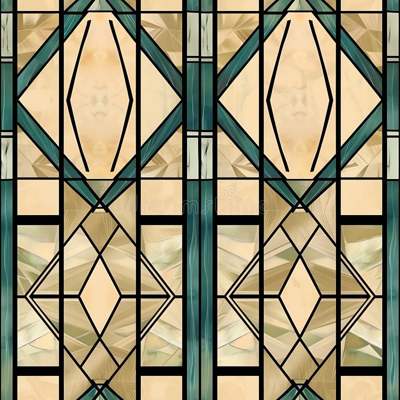 Art Deco Pattern Featuring a Sophisticated Turquoise and Beige ...