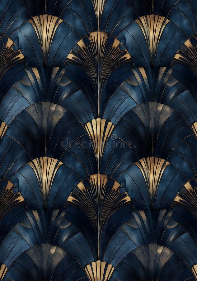 Art Deco Pattern with Gold Elements. Stock Illustration - Illustration ...
