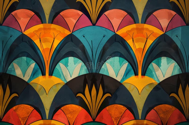 Art Deco Pattern with a Vibrant Color Palette for Added Visual Interest ...