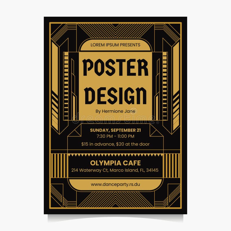 Art deco poster design stock vector. Illustration of element - 161977998