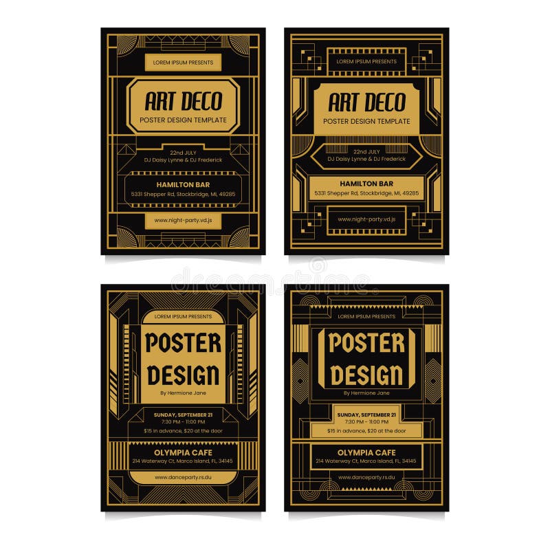 Art Deco Poster Design Template Collections Stock Vector - Illustration ...