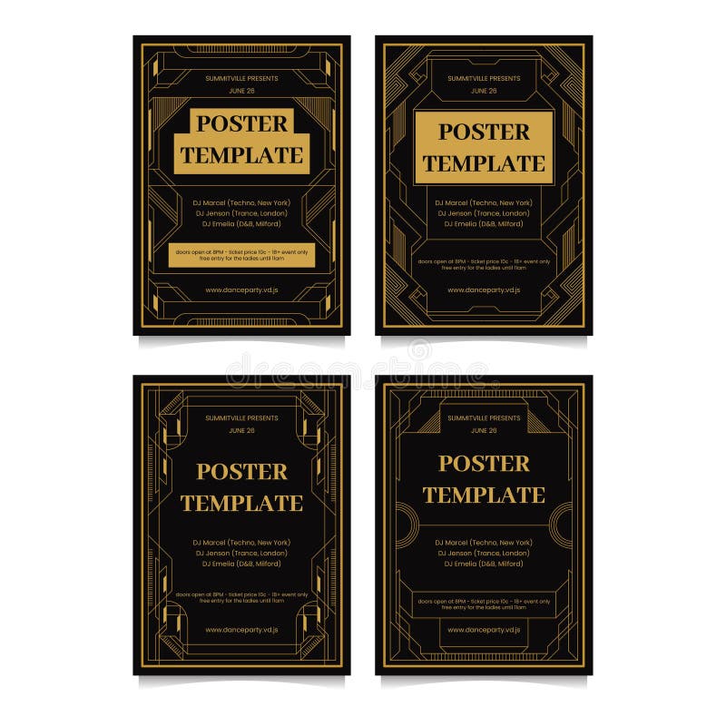 ART DECO POSTER DESIGN TEMPLATE COLLECTIONS Stock Vector - Illustration ...